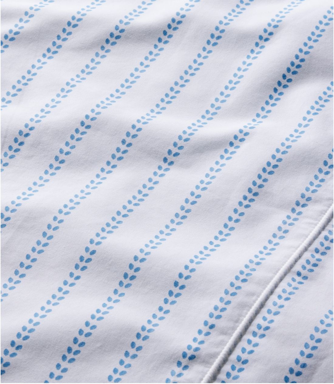 Blue Sunwashed Percale Sheet Collection Stripe Leaf L.L.Bean